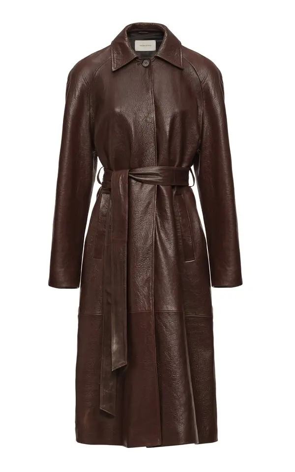 Magda Butrym Grained Leather Trench Coat - Brown