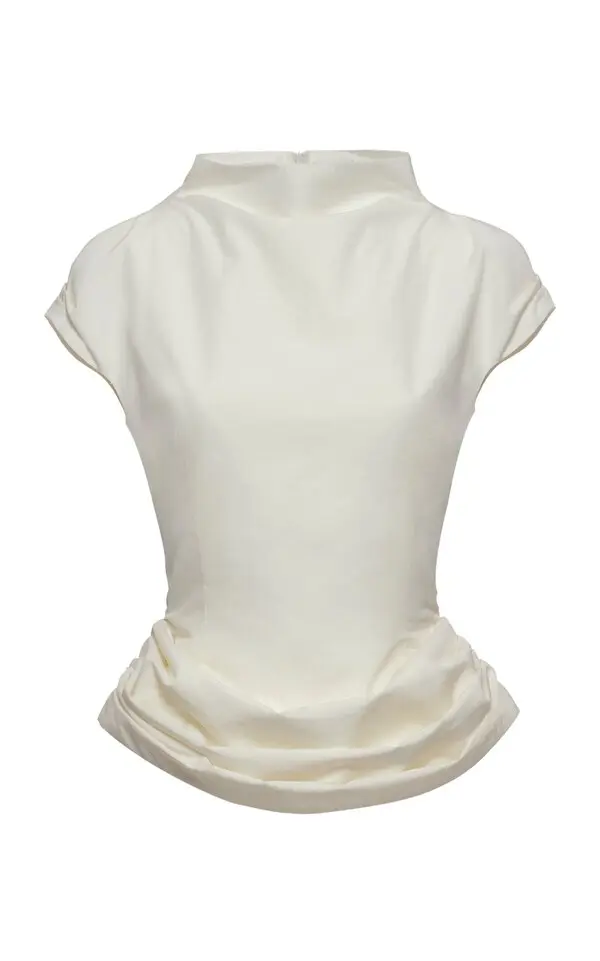 Magda Butrym Draped Cotton-silk Peplum Top