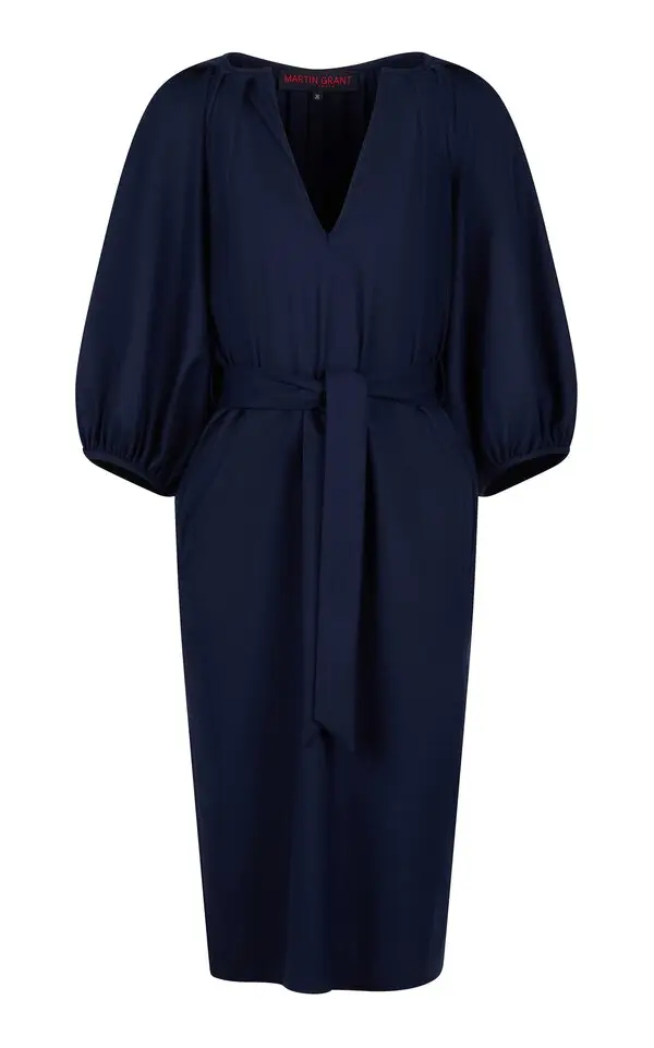 Martin Grant Wool-blend Balloon-sleeve Midi Dress