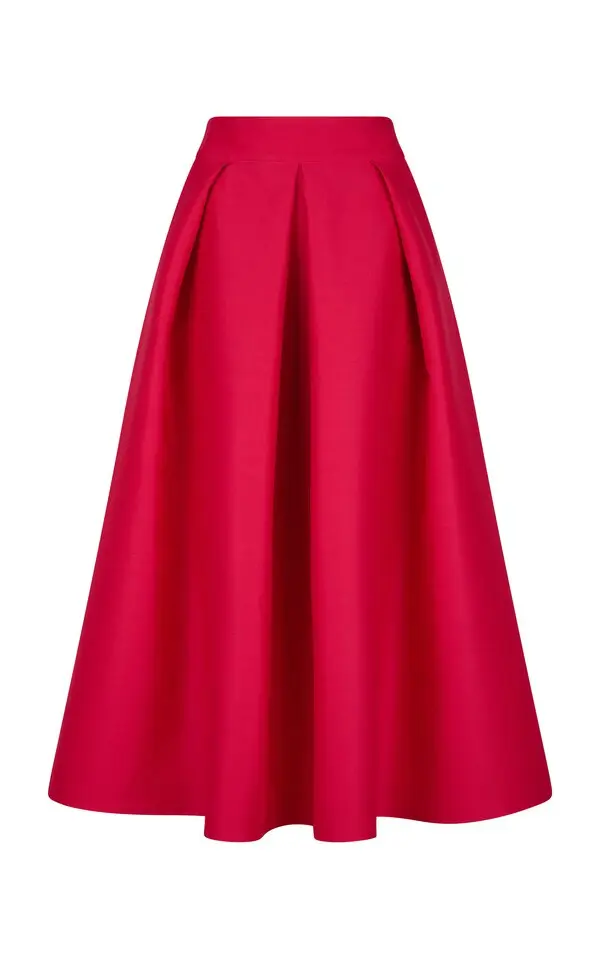 Martin Grant Wool-silk A-line Pleated Midi Skirt