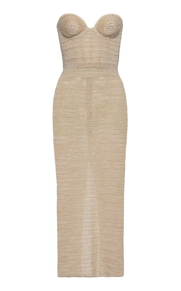 Magda Butrym Strapless Crocheted Cotton Maxi Dress - Ivory