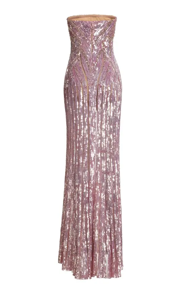 Elie Saab Sequined Strapless Gown