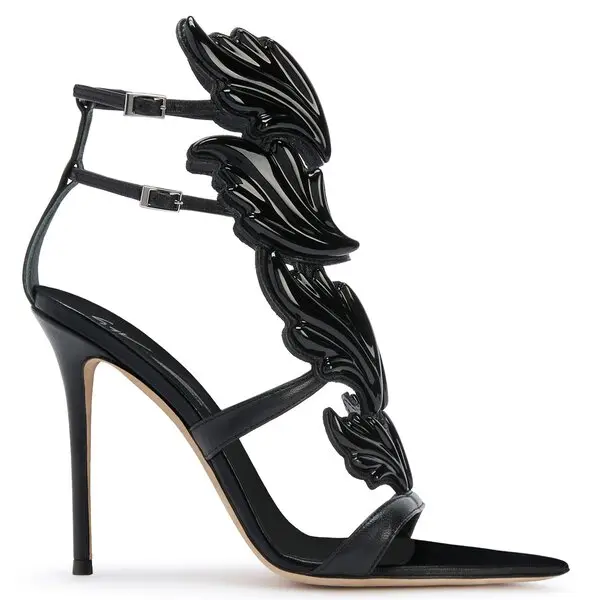 GIUSEPPE ZANOTTI Leather Sandals With Stiletto Heel And Embellished Detailing - Black