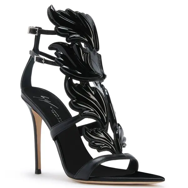 GIUSEPPE ZANOTTI Leather Sandals With Stiletto Heel And Embellished Detailing - Black