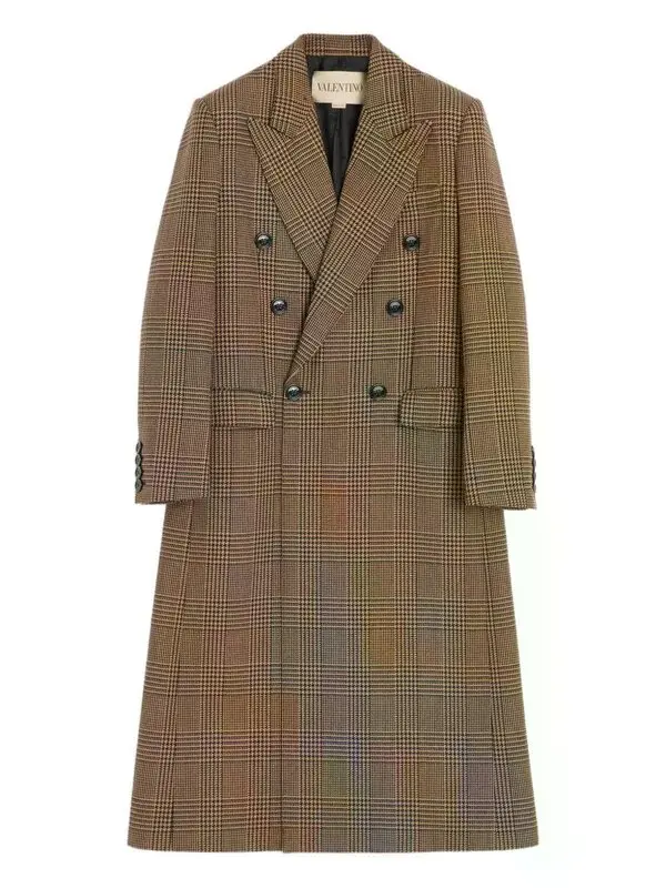 Valentino Garavani Check-print Double-breasted Coat