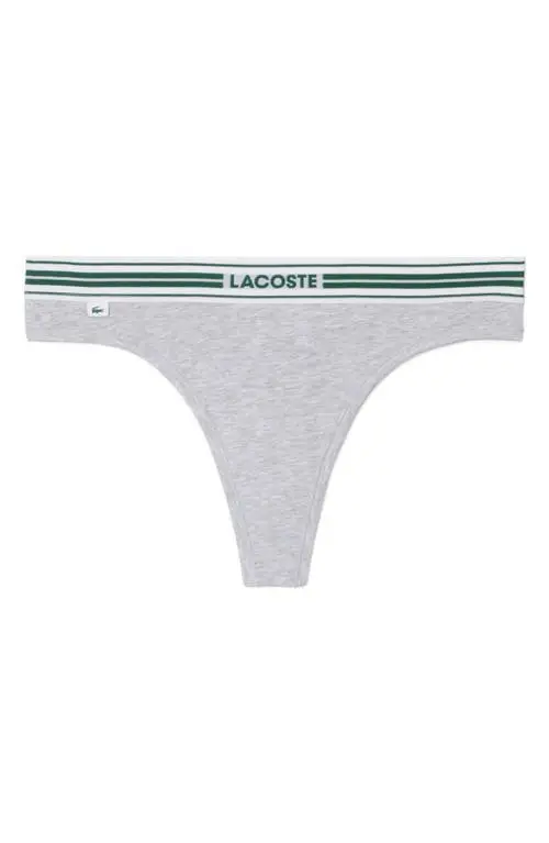 Lacoste High Waist Stretch Cotton Jersey Thong - Silver Chine