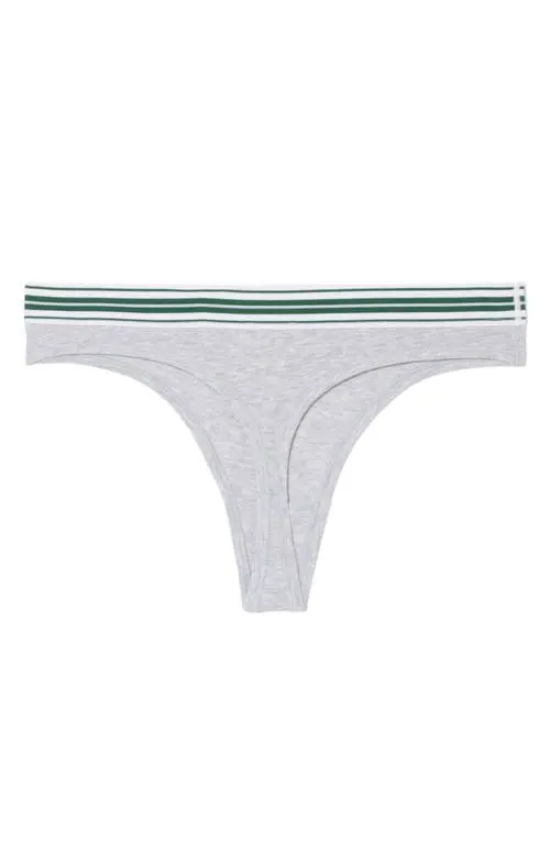 Lacoste High Waist Stretch Cotton Jersey Thong - Silver Chine