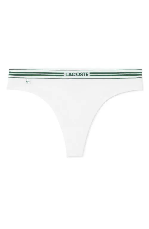 Lacoste High Waist Stretch Cotton Jersey Thong - White