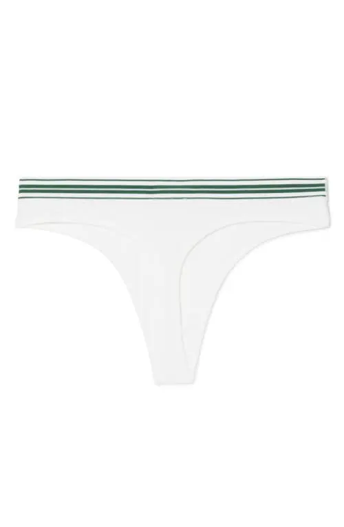 Lacoste High Waist Stretch Cotton Jersey Thong - White