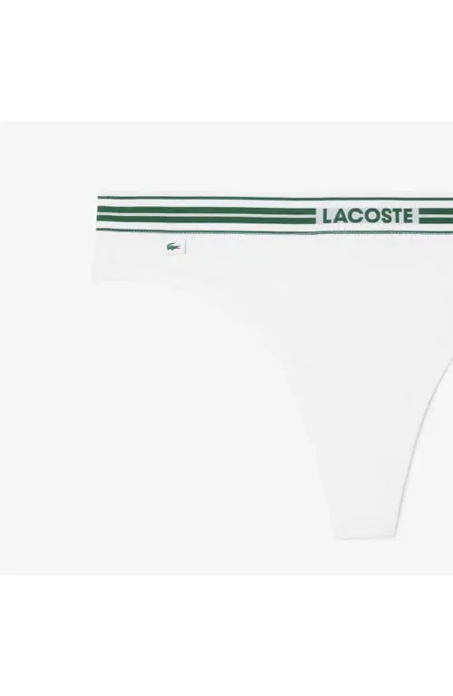 Lacoste High Waist Stretch Cotton Jersey Thong - White