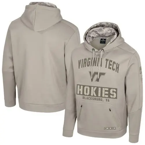 COLOSSEUM Virginia Tech Hokies Big & Tall Operation Hat Trick Battalion Hoodie Sweatshirt - Oatmeal