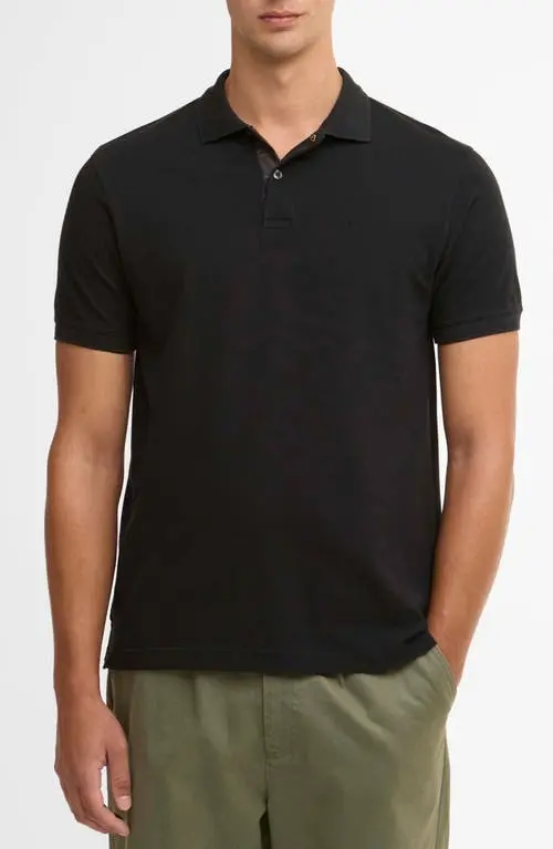 Barbour Tailored Fit Pima Cotton Polo - Black