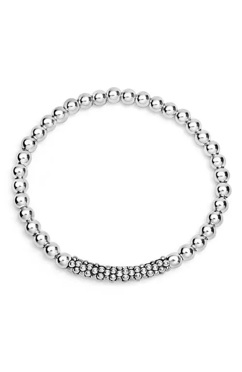 Lagos Caviar Beaded Stretch Bracelet - Silver