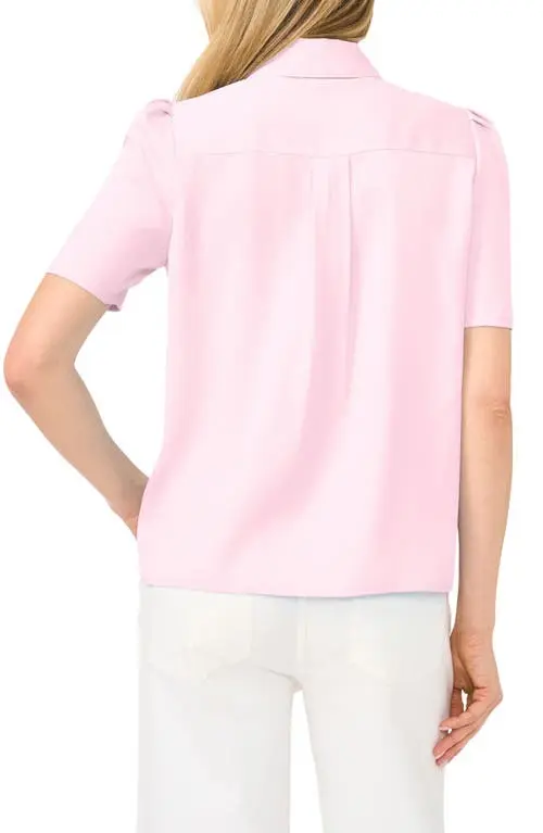 Halogen Puff Sleeve Button-up Top - Ballerina