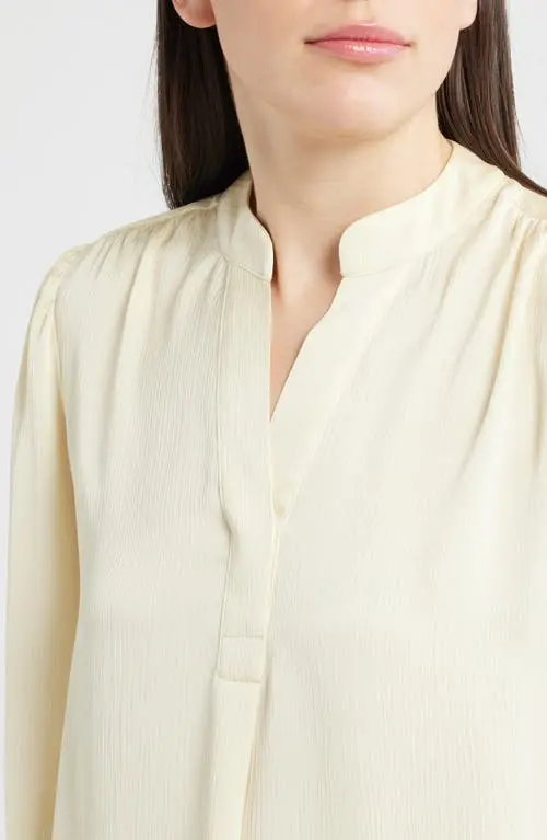 Anne Klein Pleated Satin Balloon Sleeve Top