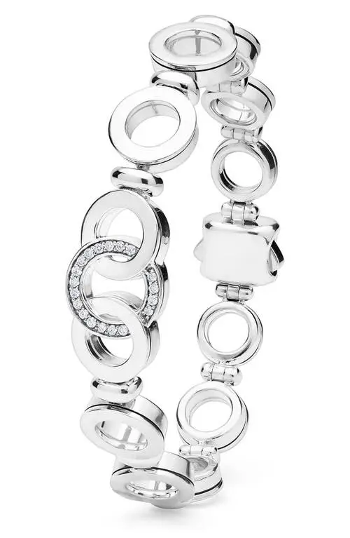 Lagos Signature Caviar Diamond Link Bracelet - Silver