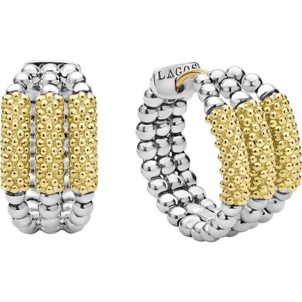 Lagos Caviar Bar Huggie Hoop Earrings - Silver/gold