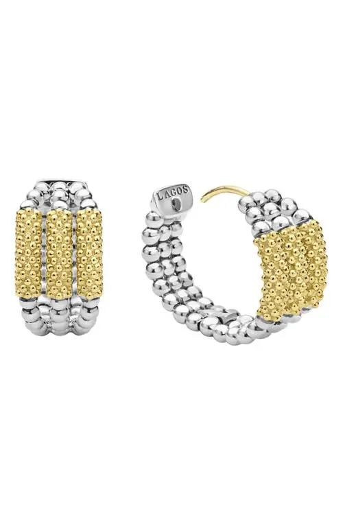 Lagos Caviar Bar Huggie Hoop Earrings - Silver/gold