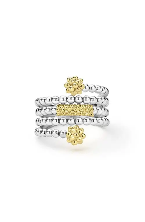 Lagos Caviar Icon Bead & Bar Ring - Silver/gold