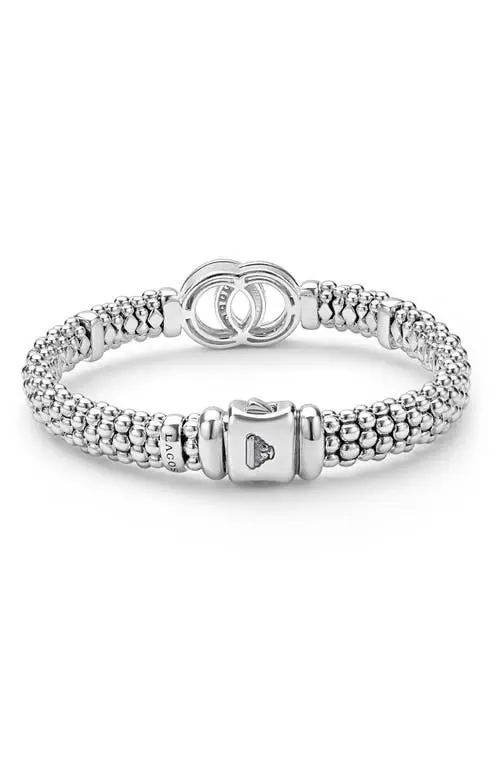 Lagos Signature Caviar Interlocking Diamond Bracelet - Silver