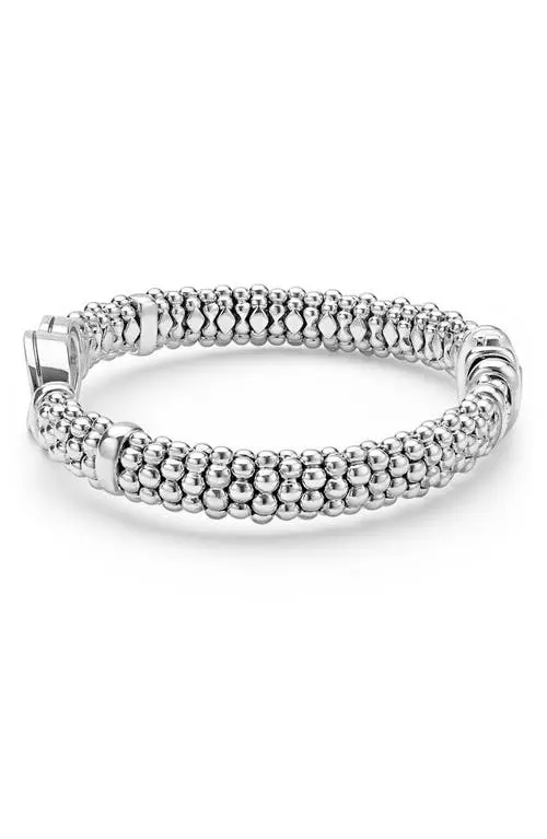 Lagos Signature Caviar Interlocking Diamond Bracelet - Silver
