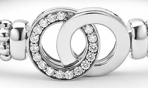 Lagos Signature Caviar Interlocking Diamond Bracelet - Silver
