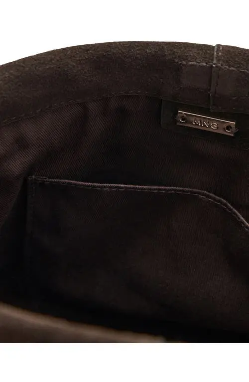 Mango Suede Clutch With Golden Hardware