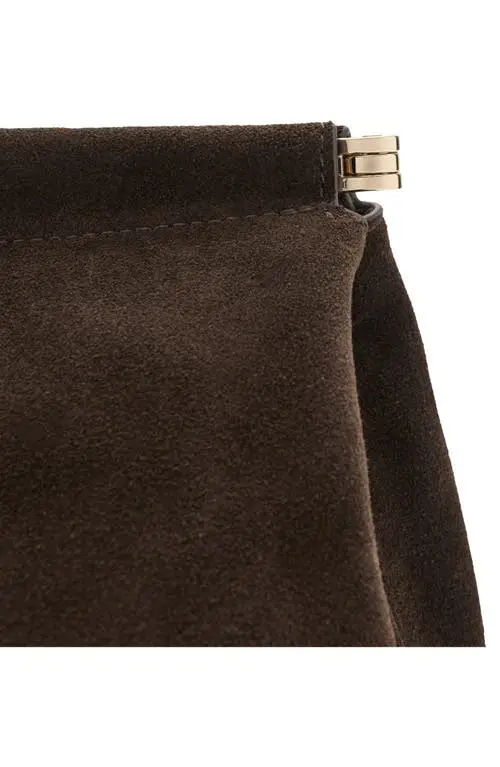 Mango Suede Clutch With Golden Hardware