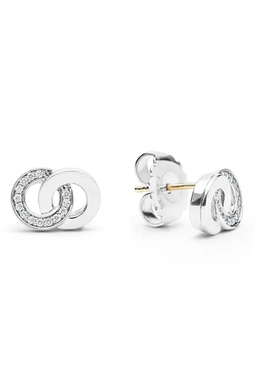 Lagos Signature Interlocking Diamond Stud Earrings - Silver