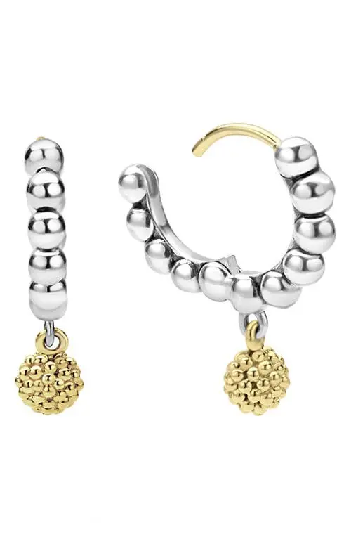 Lagos Two-tone Caviar Beaded Huggie Hoop Earrings