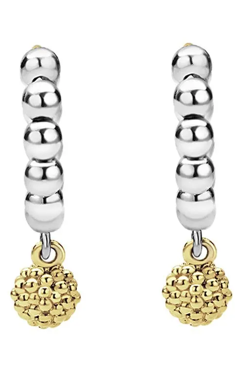 Lagos Two-tone Caviar Beaded Huggie Hoop Earrings