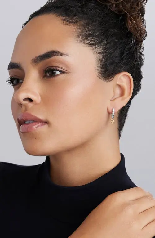 Lagos Two-tone Caviar Beaded Huggie Hoop Earrings