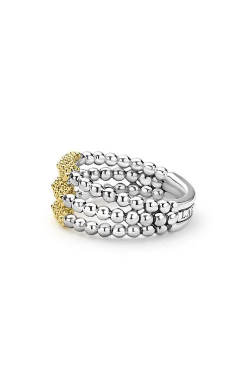 Lagos Two-tone Caviar Three Row Ring