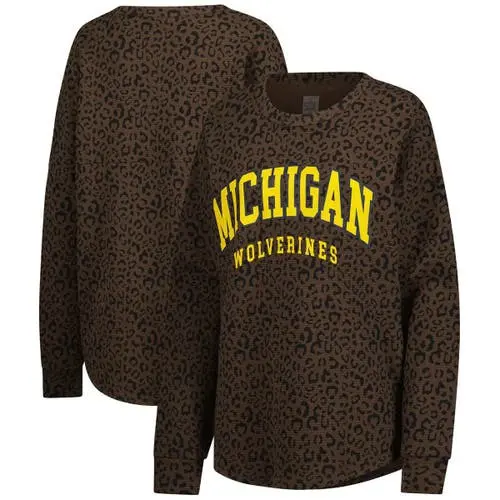 GAMEDAY COUTURE Michigan Wolverines Leopard Oversized Sweatshirt