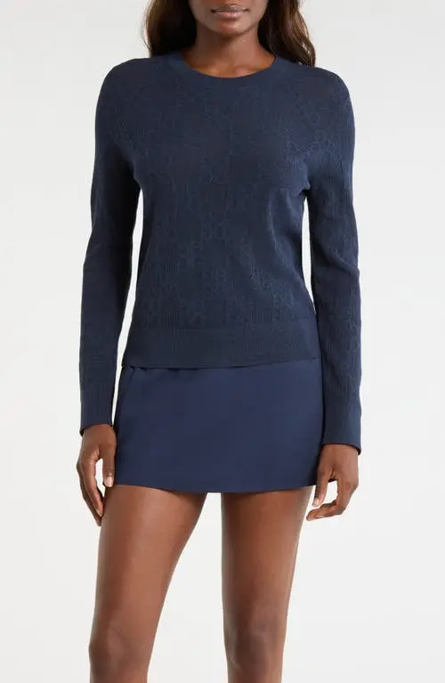 G/fore Pointelle Knit Crewneck Sweater - Twilight