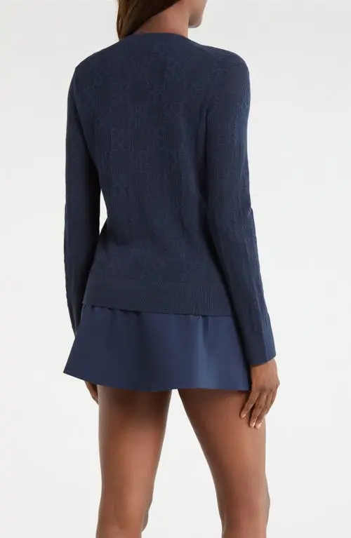 G/fore Pointelle Knit Crewneck Sweater - Twilight