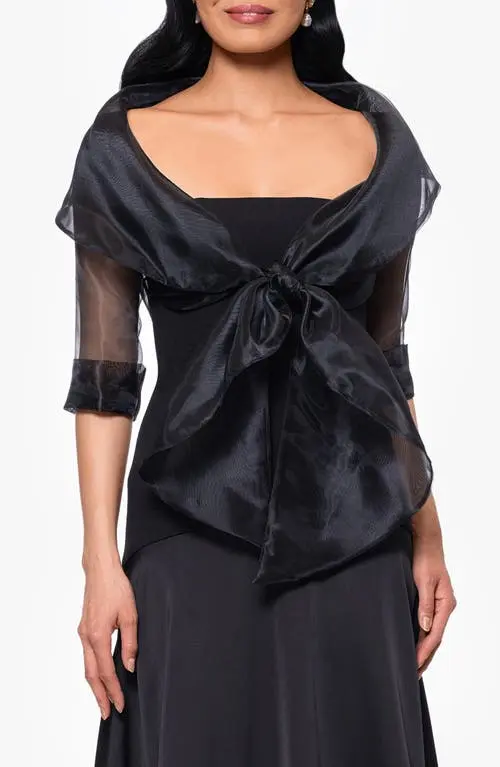 Betsy & Adam Organza Wrap Jacket - Black