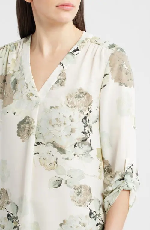 Anne Klein Floral Popover Top