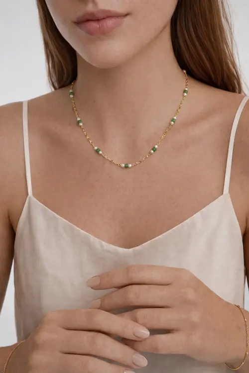 SEREE Elena Jade And Freshwater Pearl Beaded Necklace