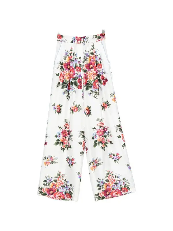 Dolce & Gabbana Floral Print Silk Trousers