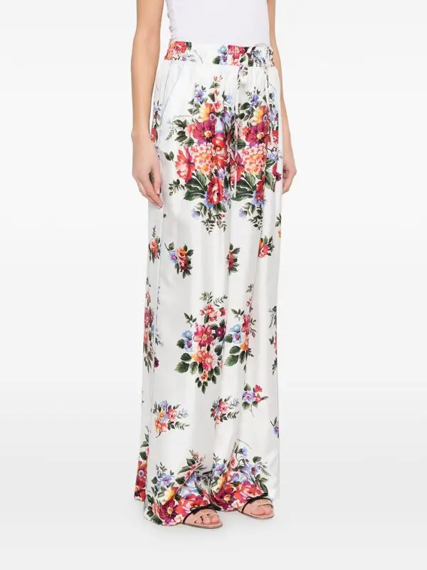 Dolce & Gabbana Floral Print Silk Trousers