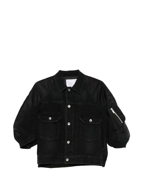Sacai Nylon And Denim Jacket - Black