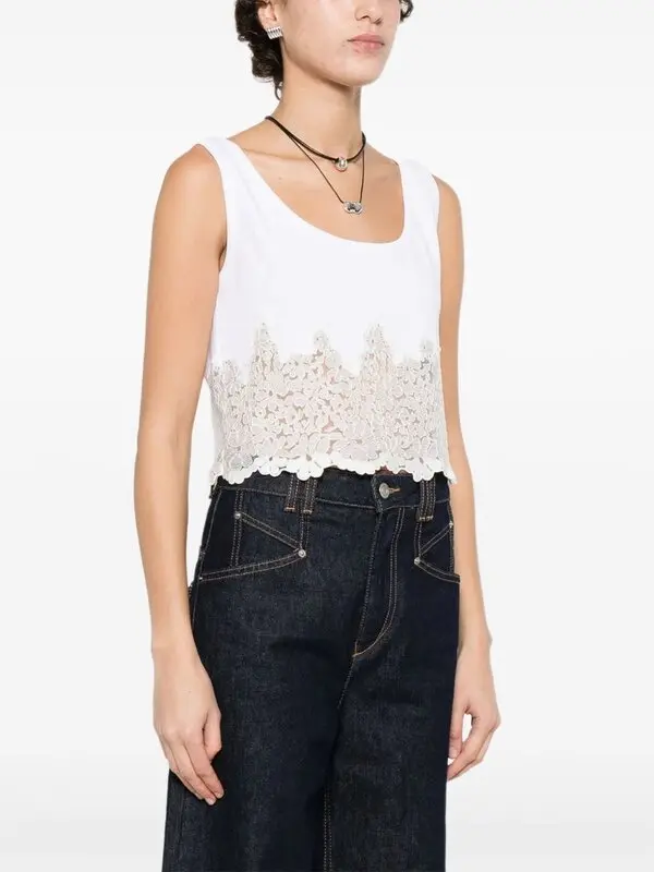 Ermanno Scervino Lace-trimmed Knitted Tank Top