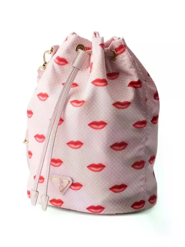 Prada Re-nylon Printed Drawstring Bucket Bag - Pink