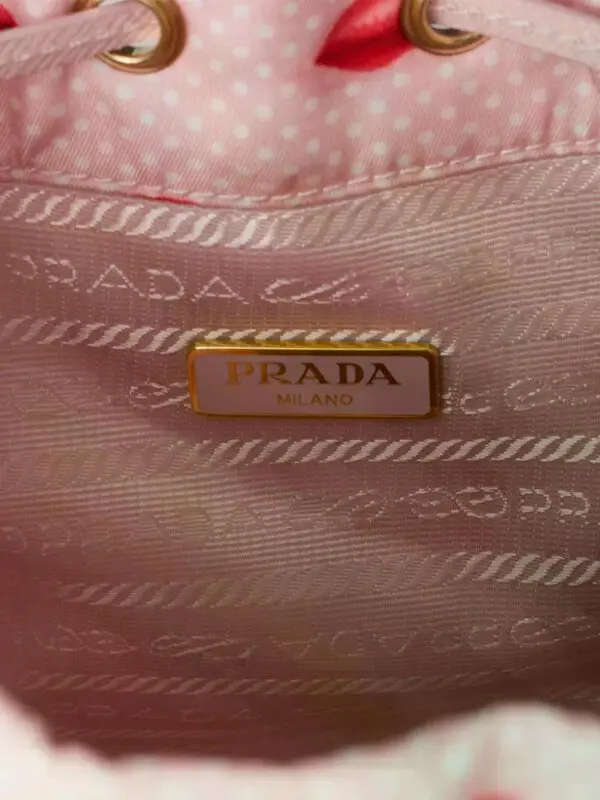 Prada Re-nylon Printed Drawstring Bucket Bag - Pink