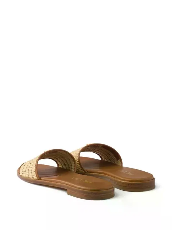 Prada Leather And Crochet Slides