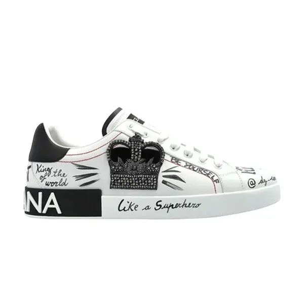 Dolce & Gabbana Rhinestone Crown Sneakers - Black