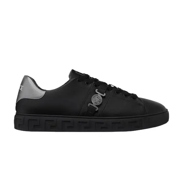 Versace Greca Leather Sneakers - Black