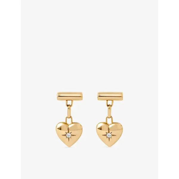 Astley Clarke Biography Heart Stud Drop Earrings - Yellow Gold Vermeil