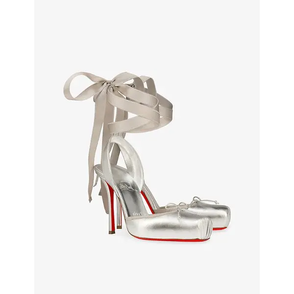 CHRISTIAN LOUBOUTIN Cassia Lace-up Nappa Leather Pumps - Silver/lin Silver